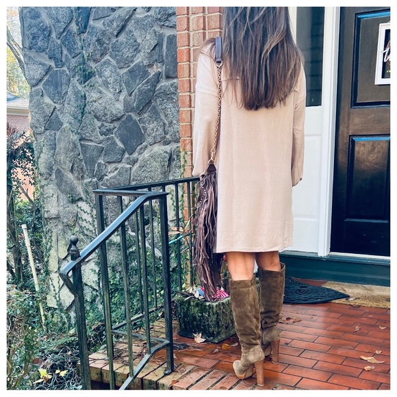 ShopEvelynne | Dresses | 35 Boho Chic Beige Cowl Neck Cuff Sleeve Side ...